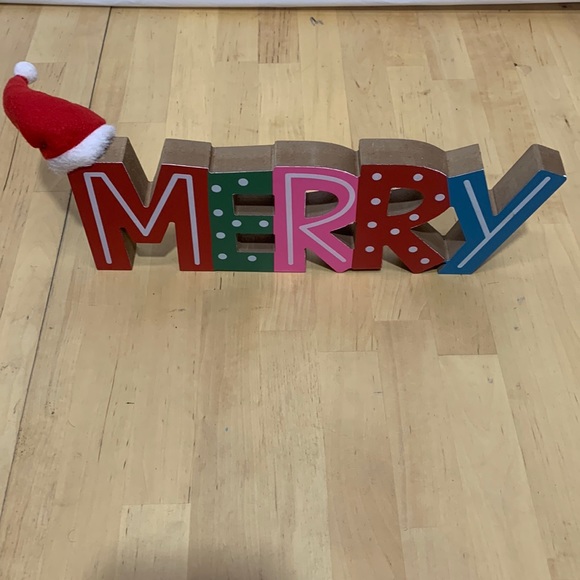 Ashland | Holiday | Ashland Merry Wooden Block Sign With Santa Hat ...